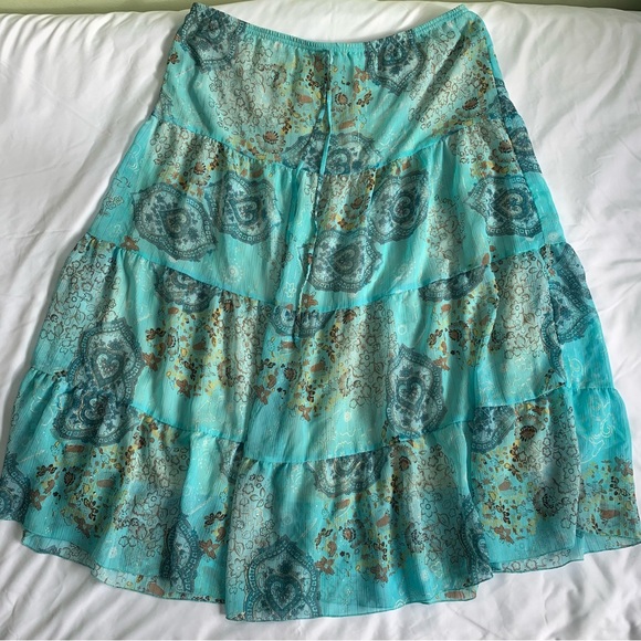 jkla california | Skirts | Vintage Whimsy Blue Mermaidcore Tiered Maxi ...